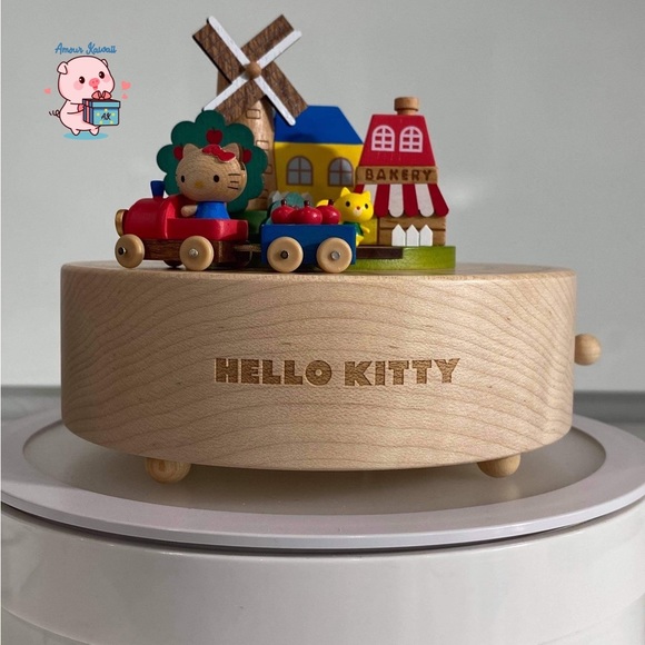 Hello Kitty | Other | Hello Kitty Wood Tiny Train Farm House Music Box ...